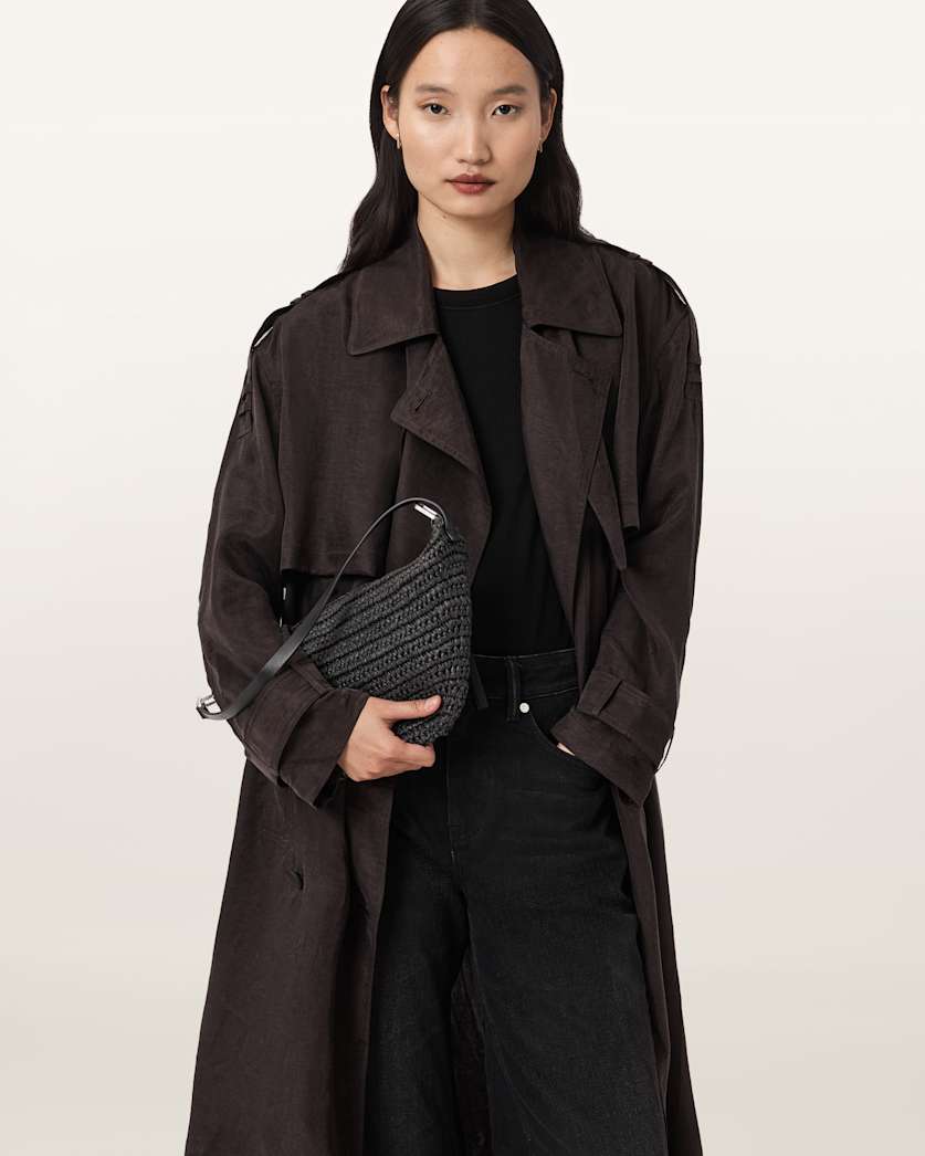 Luna Micro Woven Bag Black | ALLSAINTS FR